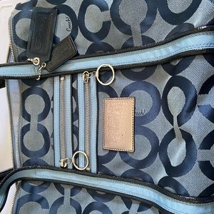 Coach | Bags | Coach Blue Poppy Signature Logo Fabric Tote | Poshmark
